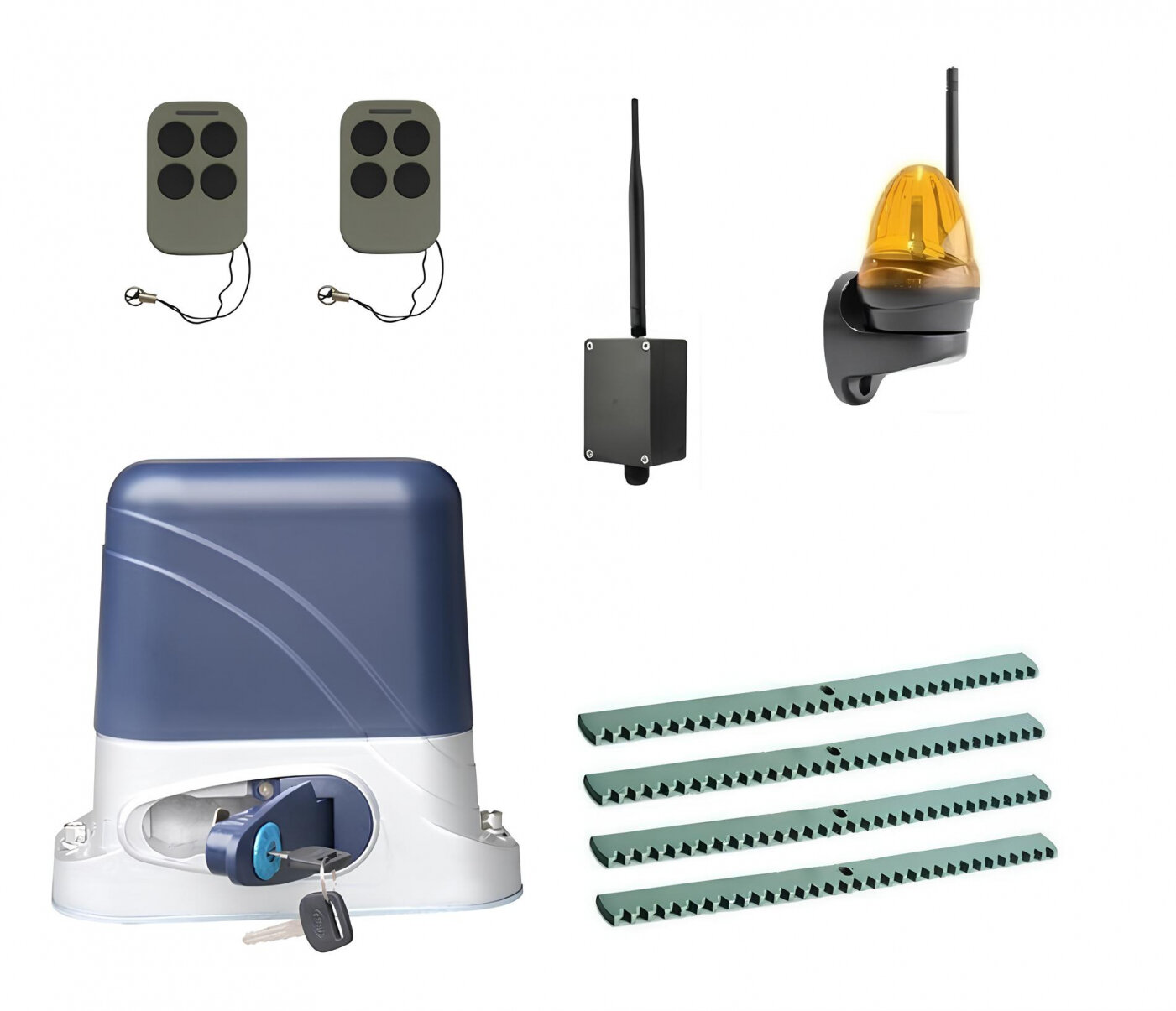 Автоматика для откатных ворот KSL-800 KIT-LK4-BT, комплект: привод, 2 пульта, Bluetooth-модуль, лампа, 4 рейки