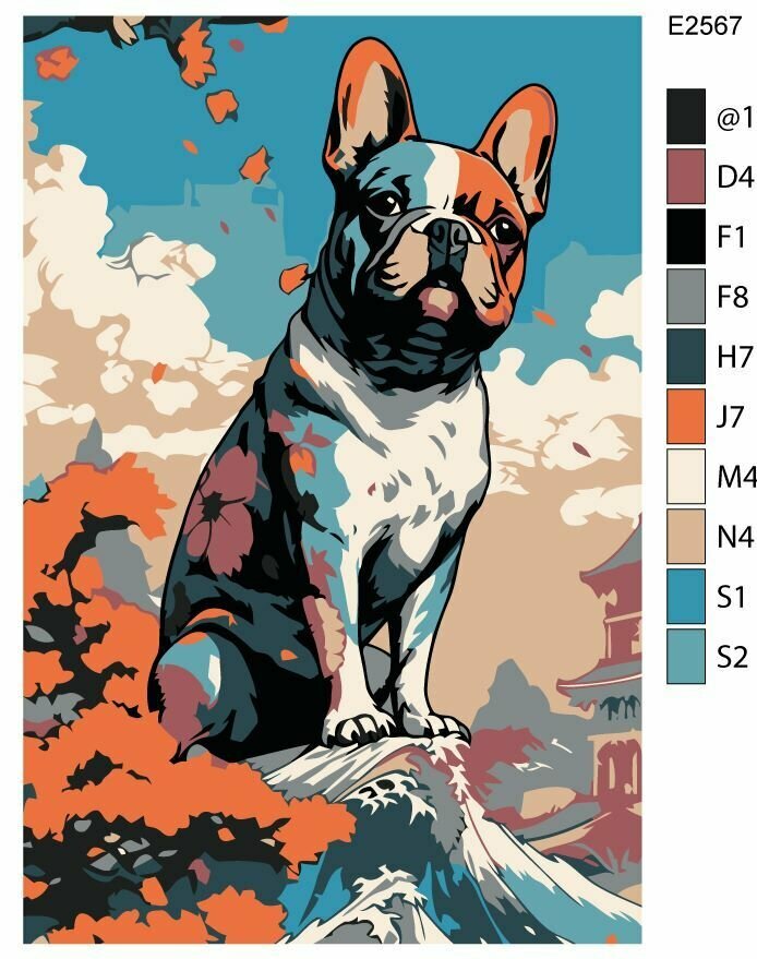 Детская картина по номерам E2567 "Французский бульдог на вершине" 20x30