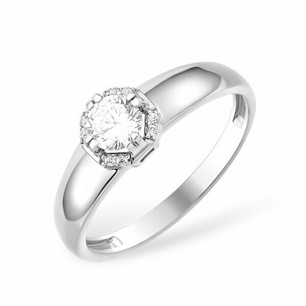 Кольцо, серебро, 925 проба, родирование, фианит