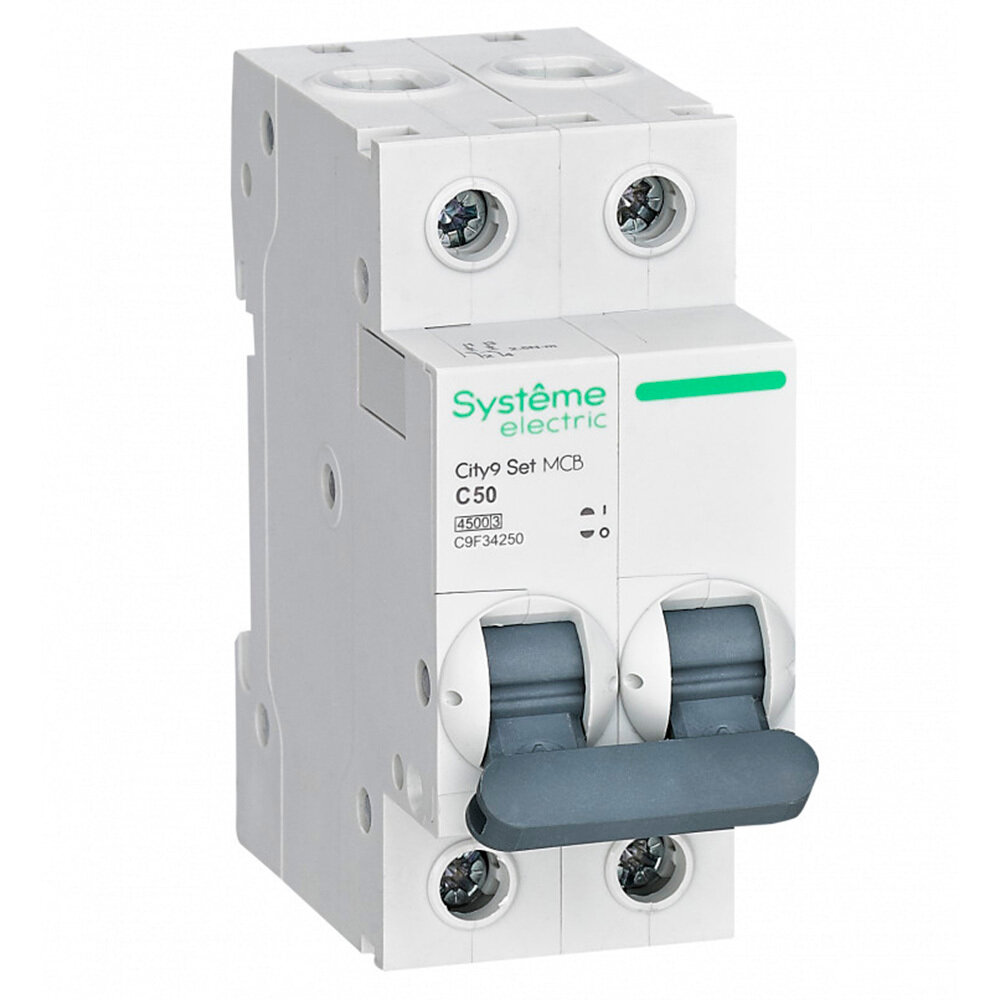 Автоматический выключатель Systeme Electric City9 Set (C9F34250) 2P 50А тип АС 4,5 кА 230 В на DIN-рейку