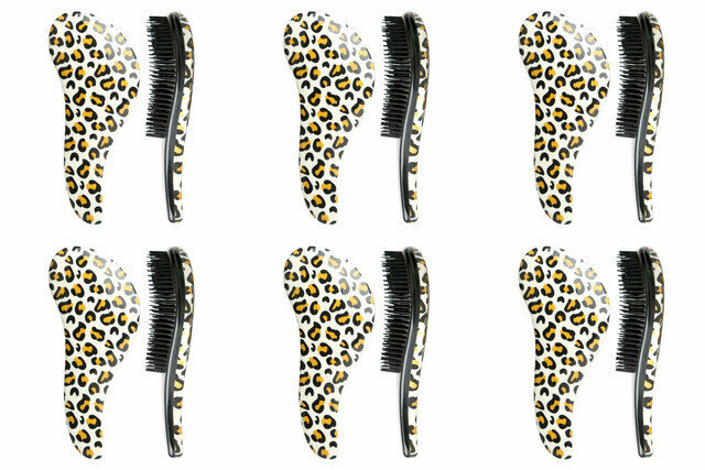 Trendy Расческа-гребень для волос коричневая Леопард, 6 шт /