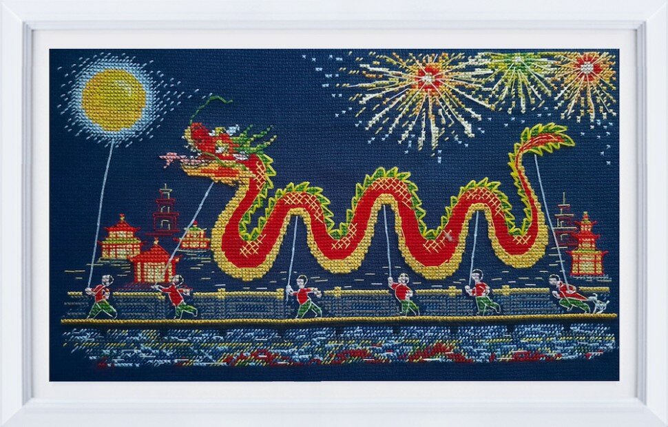 Набор для вышивания РТО #MX1012 Китайский дракон, Счетный крест, 30 х 17 см