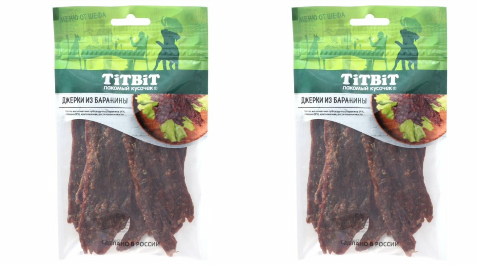 Titbit Лакомство для собак, Джерки из баранины, 70 г, 2 шт