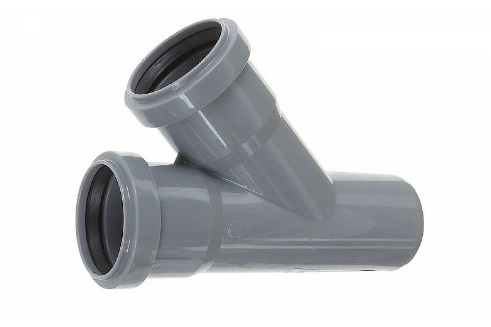 Тройник для внутренней канализации ПОЛИТЭК 205045 Ду 50x50мм 45˚ полипропилен