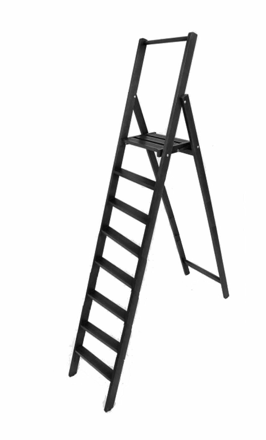 Стремянка деревянная ласточка для дома, восемь ступеней, черный