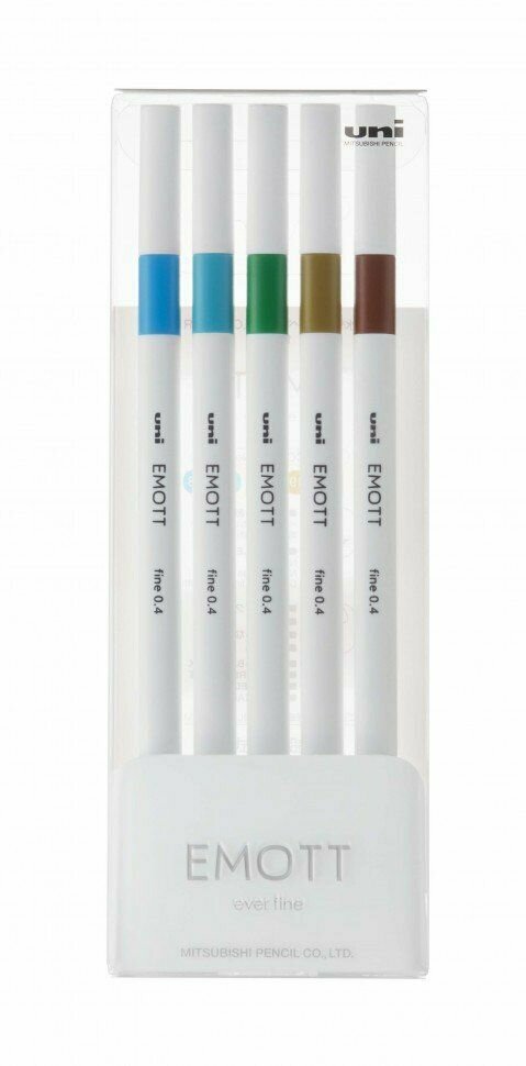 Набор линеров EMOTT №4, 5 шт в наборе ( небесно-голубой, бирюзовый, зеленая сосна, темно-желтый и коричневый).
