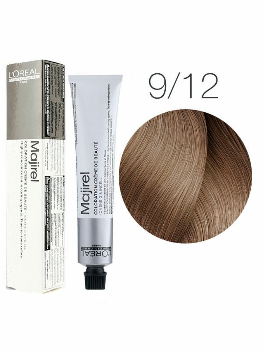 L'Oreal Professionnel Majirel 9.12 очень светлый блондин пепельно-перламутровый краска для волос , 60 мл