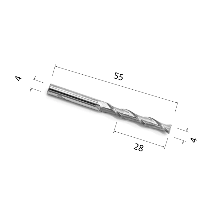 Фреза DJTOL A2LX4.28 спиральная двухзаходная стружка вверх (по дереву, композиту (АКП), пластику)