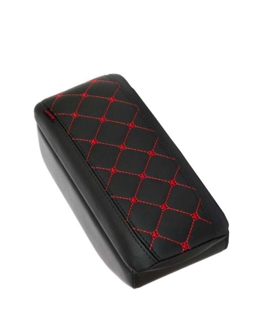 Подлокотник ВАЗ 2108\2109\21099\2113\2114\2115 эко-кожа ромб красный/откидной (Аламар)