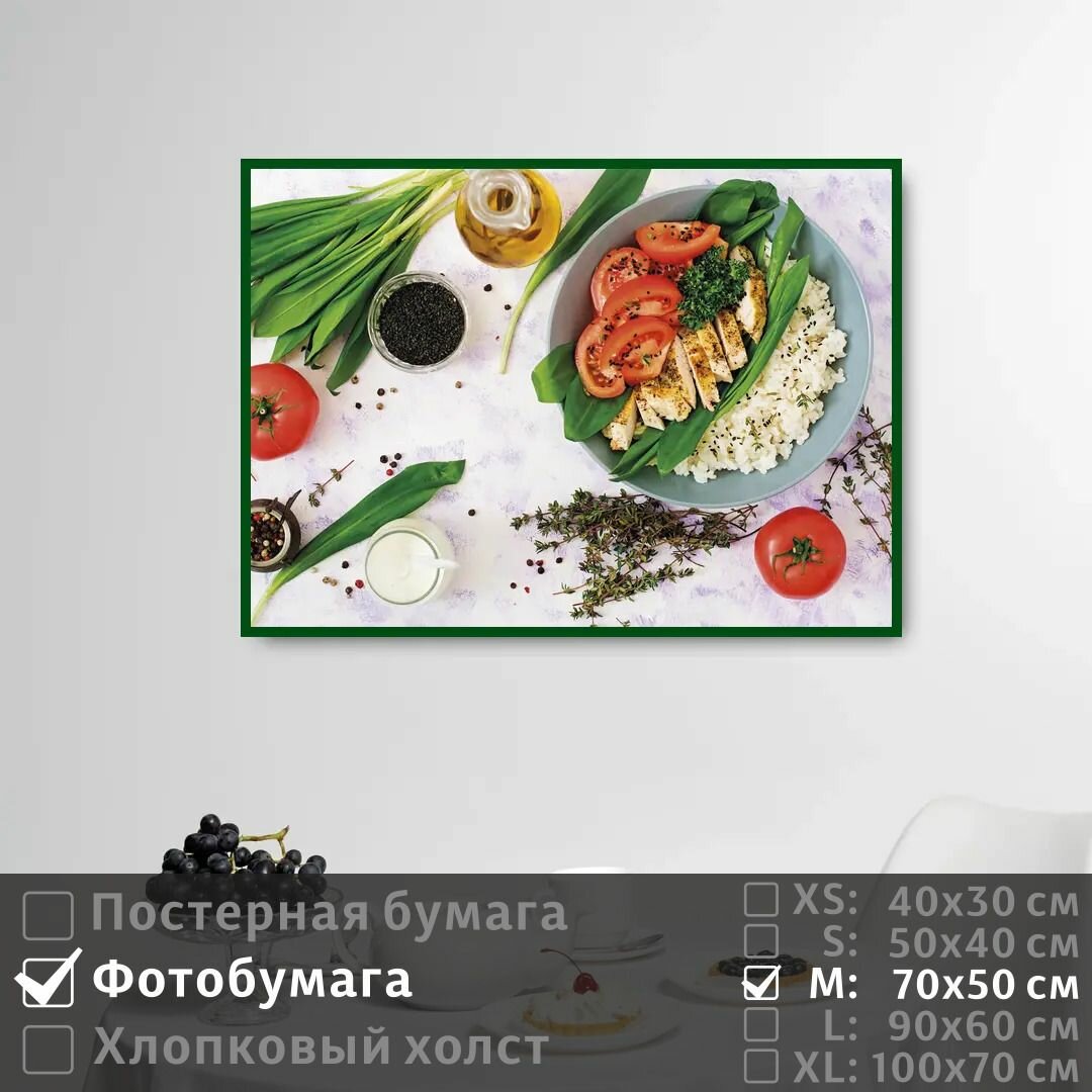 Постер на фотобумаге Блюдо Из Мяса Овощей И Зелени 70х50 см ПолиЦентр