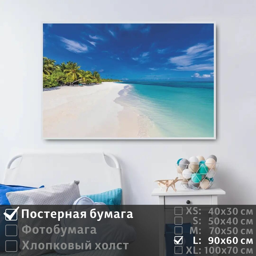 Постер на стену Тропические Мальдивы 90х60 см ПолиЦентр