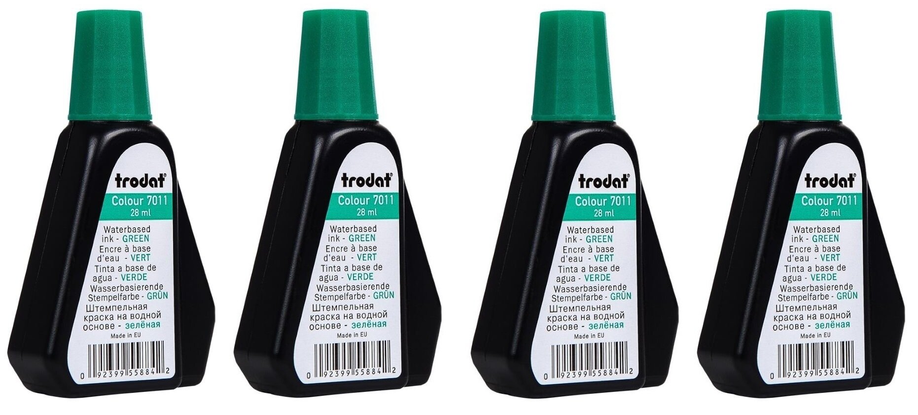 7011 штемпельная краска зелёная 28 мл 4флакона