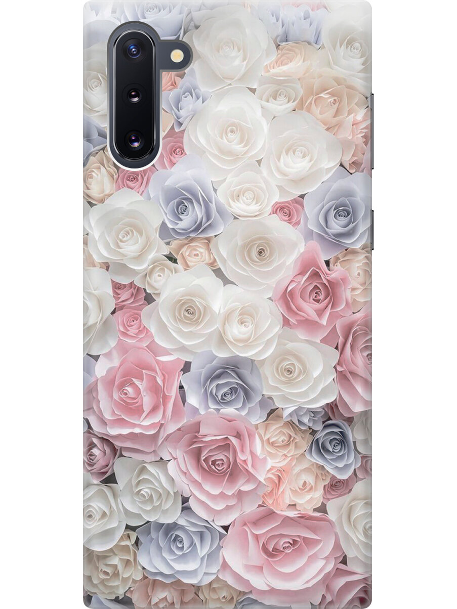Силиконовый чехол на Samsung Galaxy Note 10, Самсунг Ноут 10 с принтом "Пастельные розы"