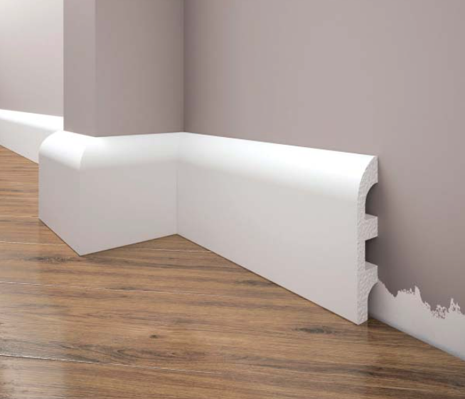Плинтус Cezar напольный 21х100 мм высокий белый под покраску полистирол LPC 19 1 метр