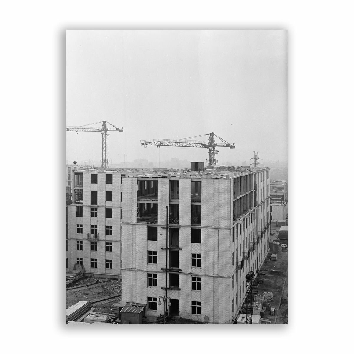 Советский постер, плакат на бумаге / Советское строительство / Размер 30 x 40 см