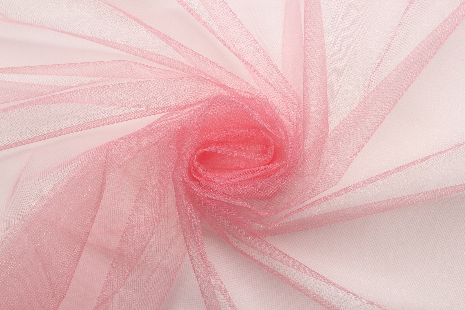 Ткань Фатин средней жесткости персиковый, перламутровый, ш144см, 0,5 м
