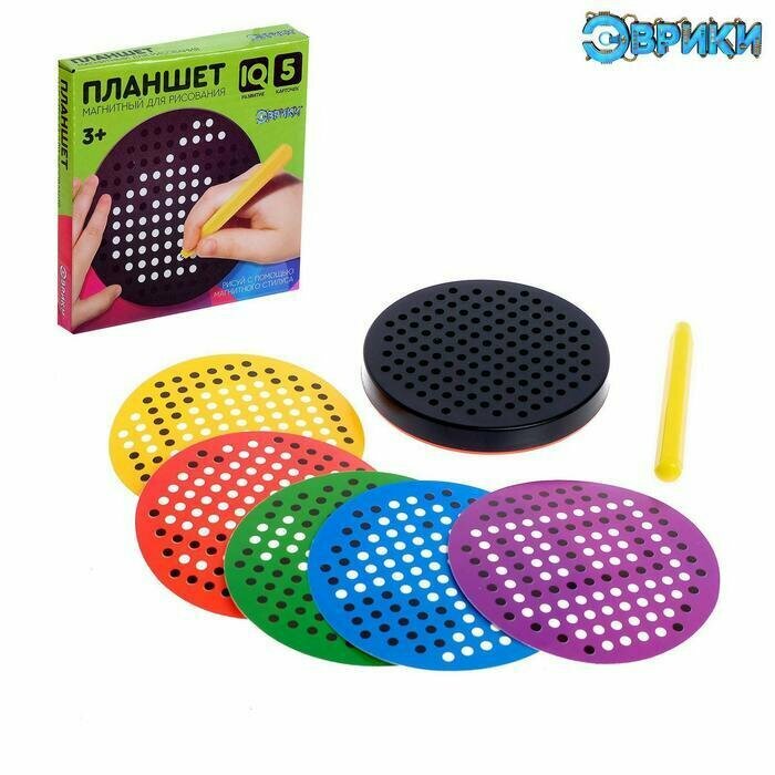 Планшет обучающий Магнитное рисование , 120 отверстий, 5 карточек, цвет чёрный