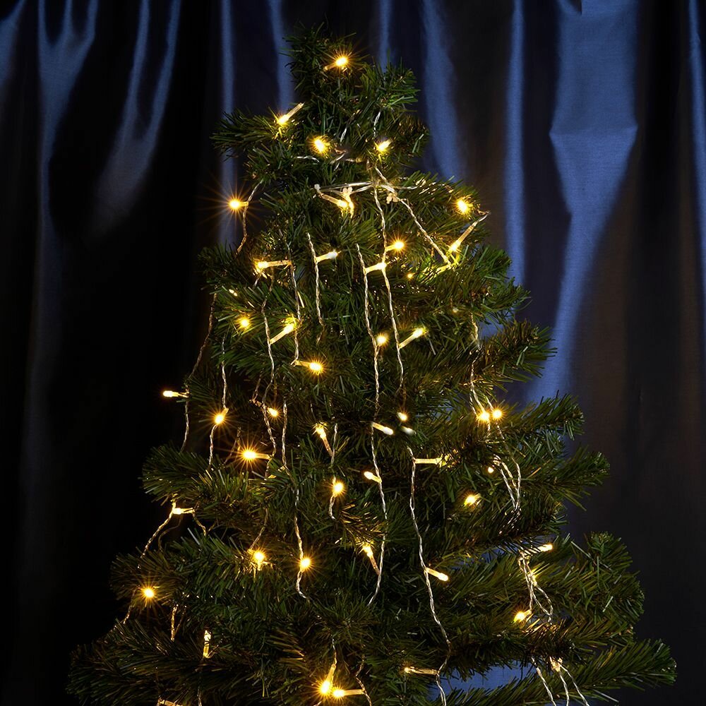 Светодиодная гирлянда конусная на ёлку с кольцом / 7 веток по 2 м 2700К теплый белый свет / Feron CL90 32371