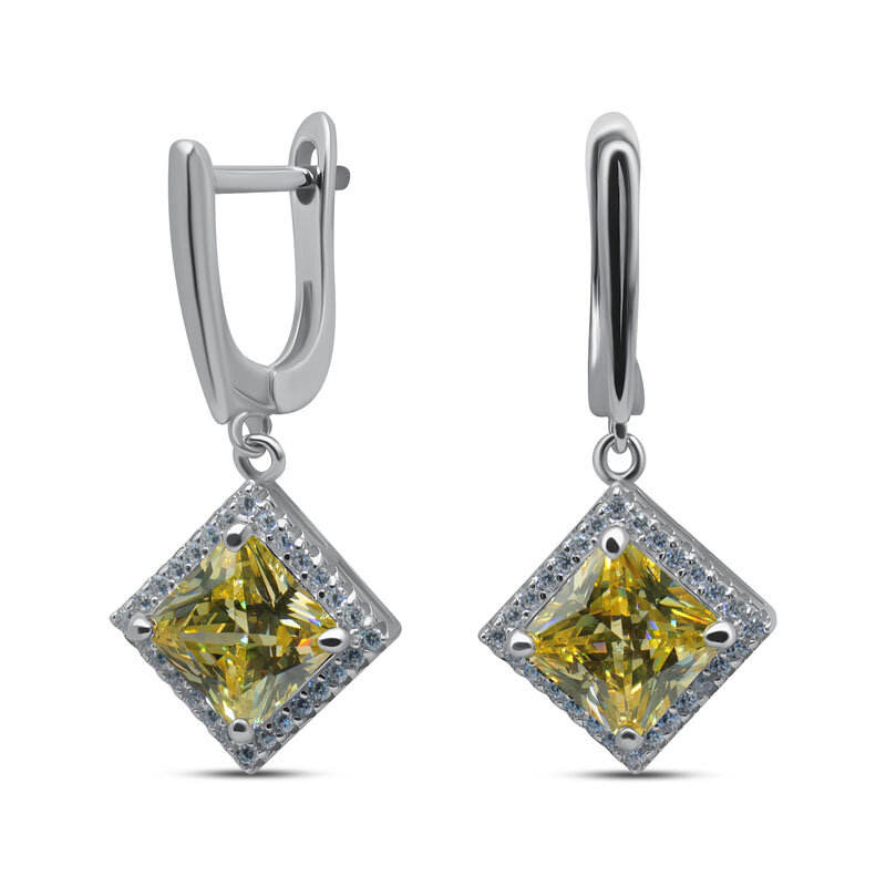 Серьги, серебро, 925 проба, фианит