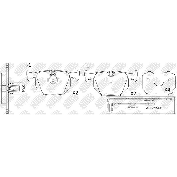 NIBK pn0225w (PN0225W) колодки тормозные дисковые BMW (БМВ) x5 (e53) 7 (e38) 3 (e46) x3 (e83)