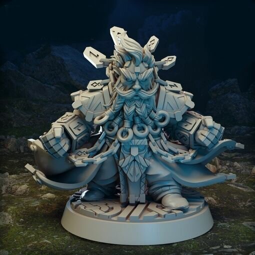 Дворф (класс: волшебник, маг, шаман) 32 мм миниатюра для DnD (ДнД) и других Настольных игр( НРИ, Варгеймов или РПГ), фентези тематика