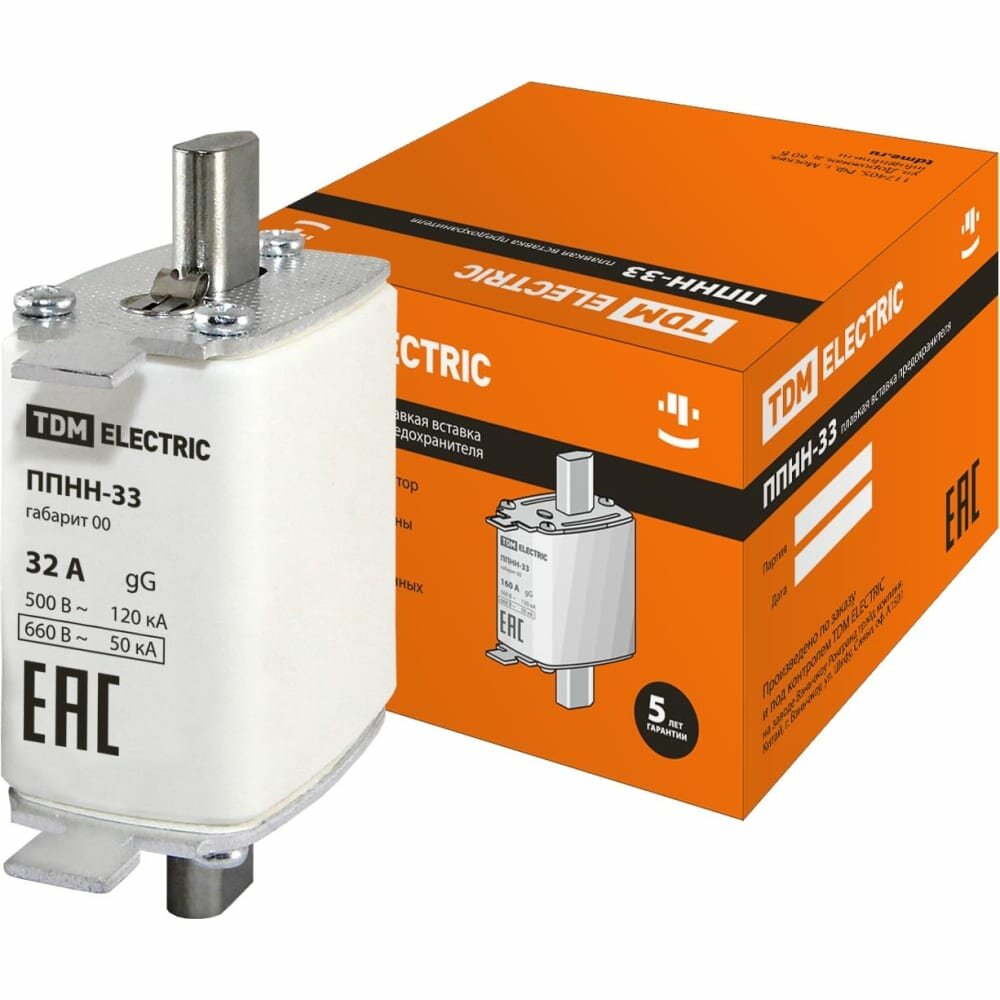 Плавкая вставка TDM ELECTRIC ППНН-33 габарит 00, 32А SQ0713-0003