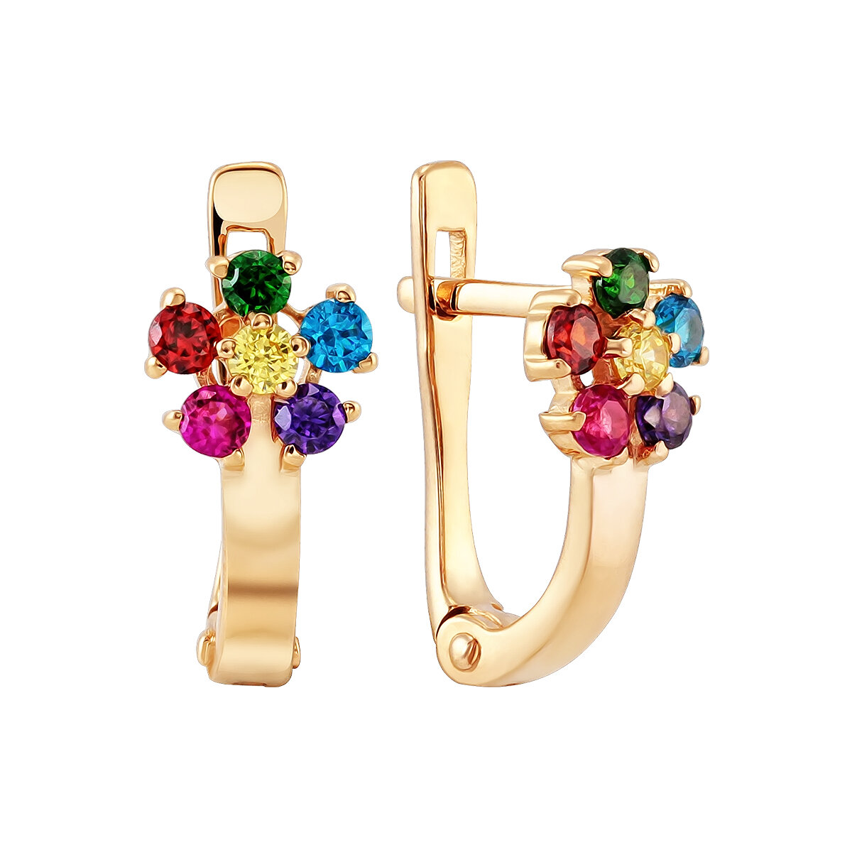 Серьги, красное золото, 585 проба, фианит