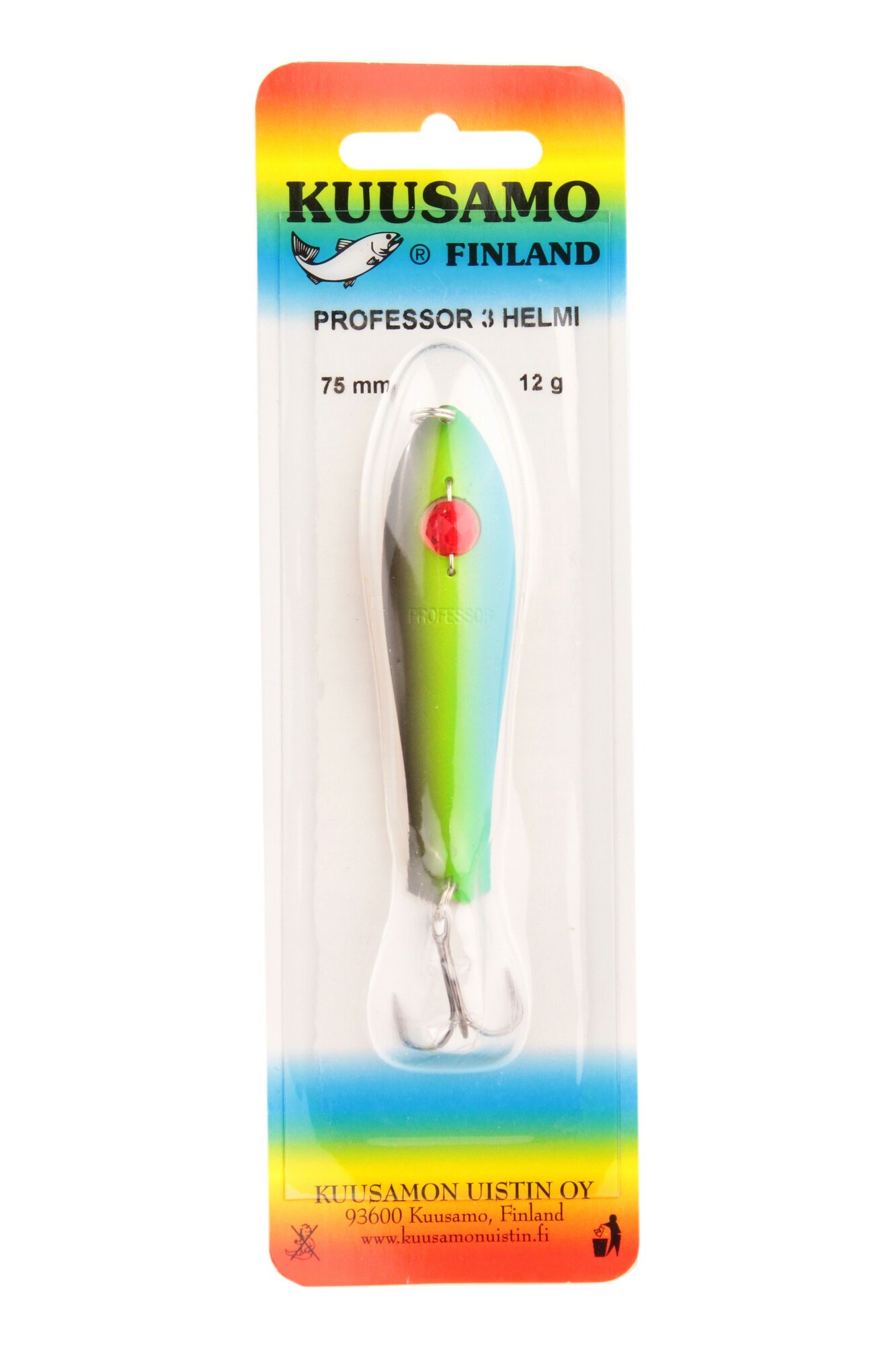 Kuusamo Professor3 блесна с бусиной 75 мм 12 г Gre/Fye/Blu-S для ловли хищной рыбы