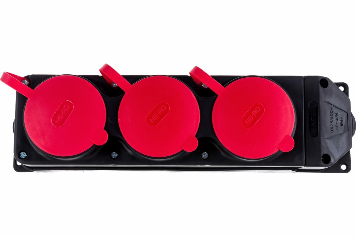 NE-AD Штепсельная колодка 3 гнезда с крышкой 3x25 каучук 4012 для внутренней установки