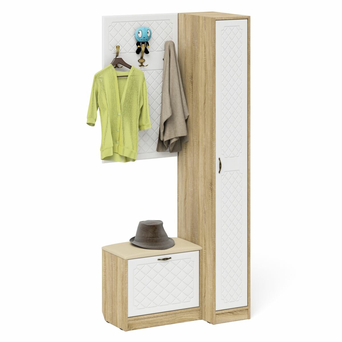 Прихожая Мебельный двор П-6 Компоновка № 41 дуб сонома/белое дерево ромб