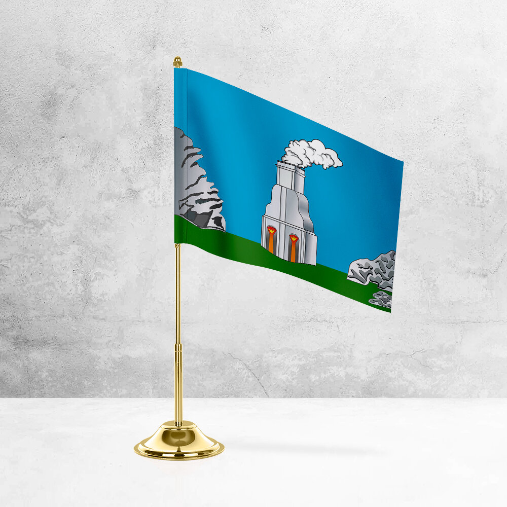 Настольный флаг Барнаула на металлической подставке под золото