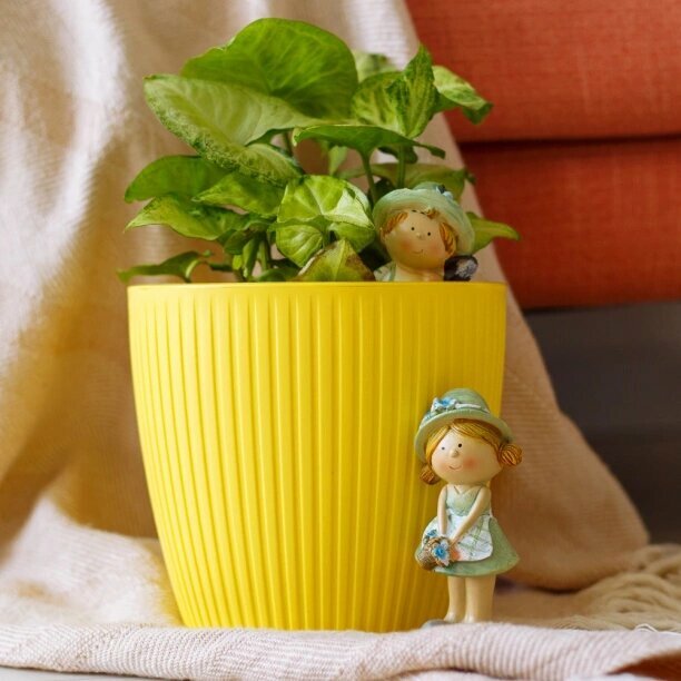 Горшок пластиковый Эви желтый d14 см h13 см 1,5 л