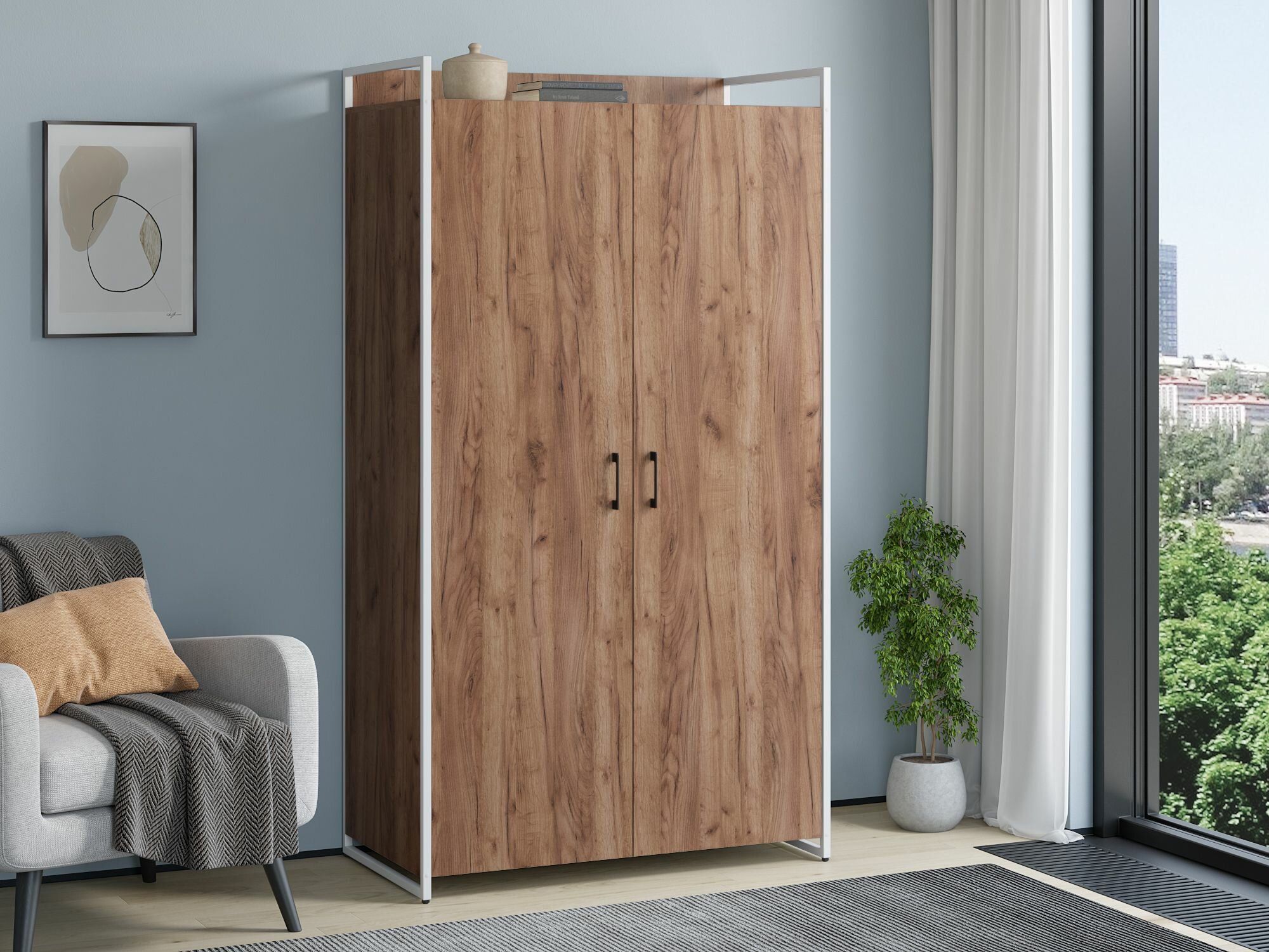 Шкаф Урбан Лофт 01 Белый/Дуб крафт табак