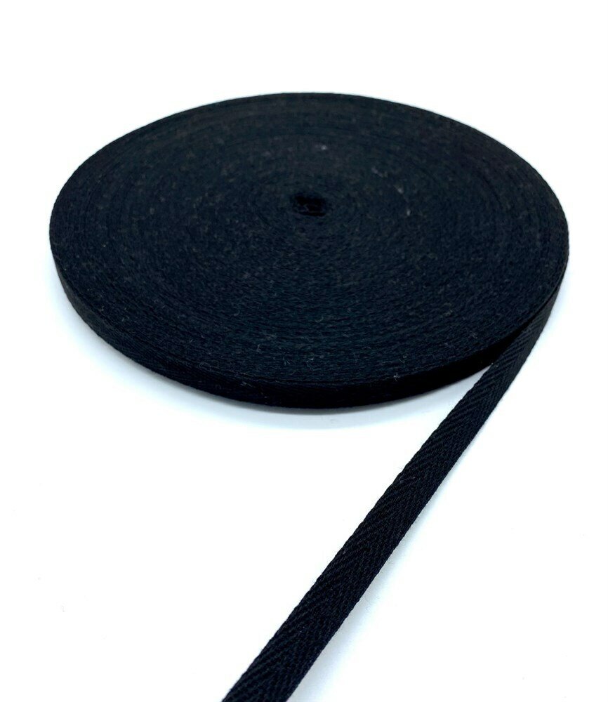 Лента киперная хлопок 1 см (10 мм) цв. черный (45 метров)