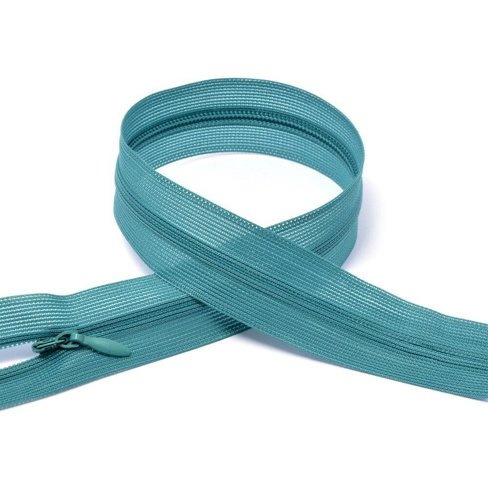 Молния пластиковая потайная 20см н/р цв.209 т. бирюза (10 штук)