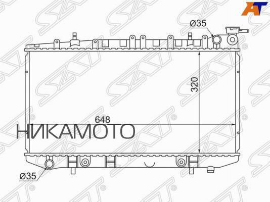SAT SG-NS0001-14 Радиатор NISSAN Almera N15, Sunny B13/B14/N14, Pulsar, Presea, Sentra, AD, Wingroad (1990-2000) двигателя CD17/CD18/CD20/GA16/SR18 трубчатый