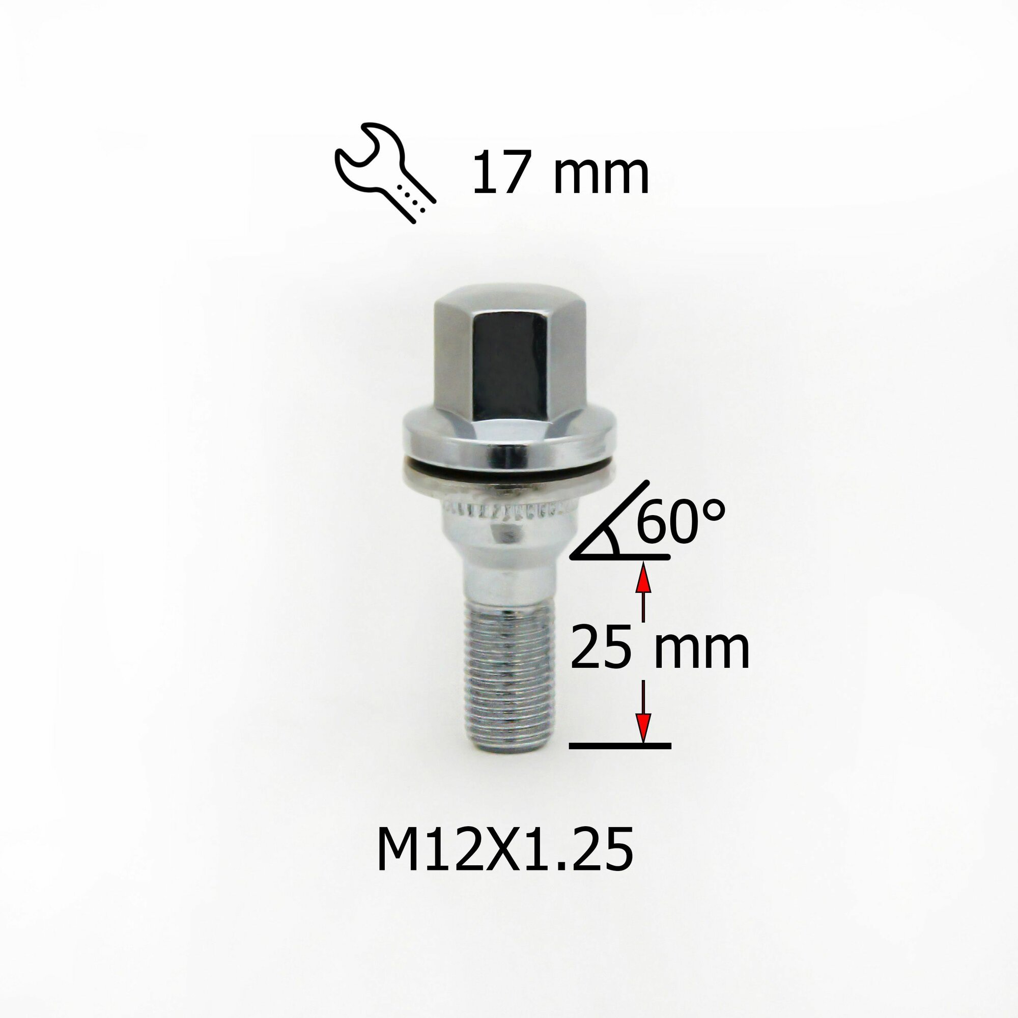 Болт колесный M12x1,25 Прессшайба, Пежо, ключ 17мм