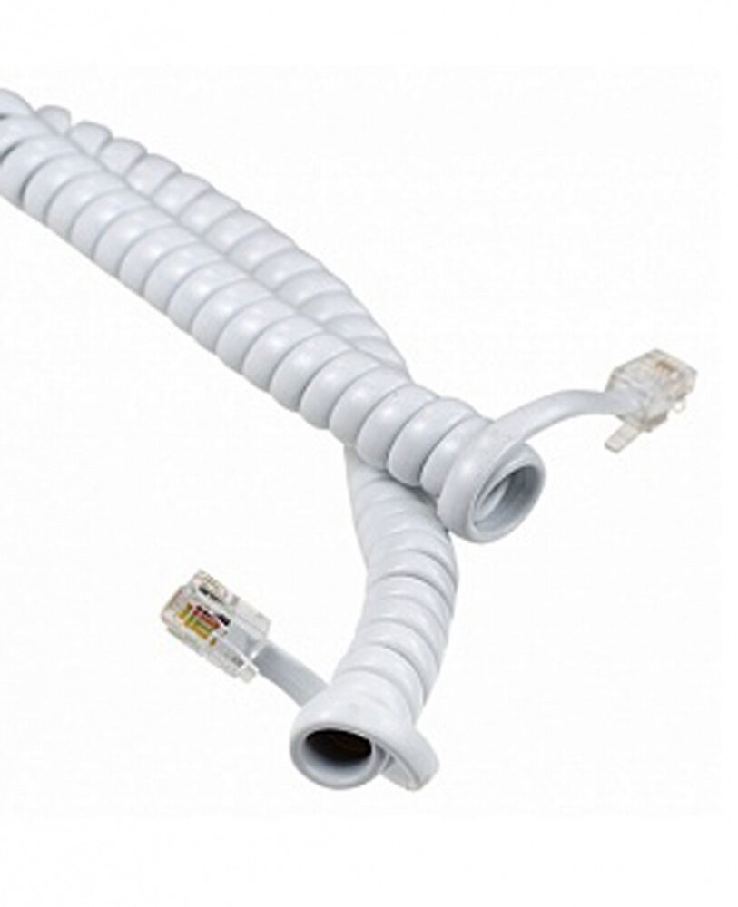 Кабель витой трубочный 2м, телефонный, белый