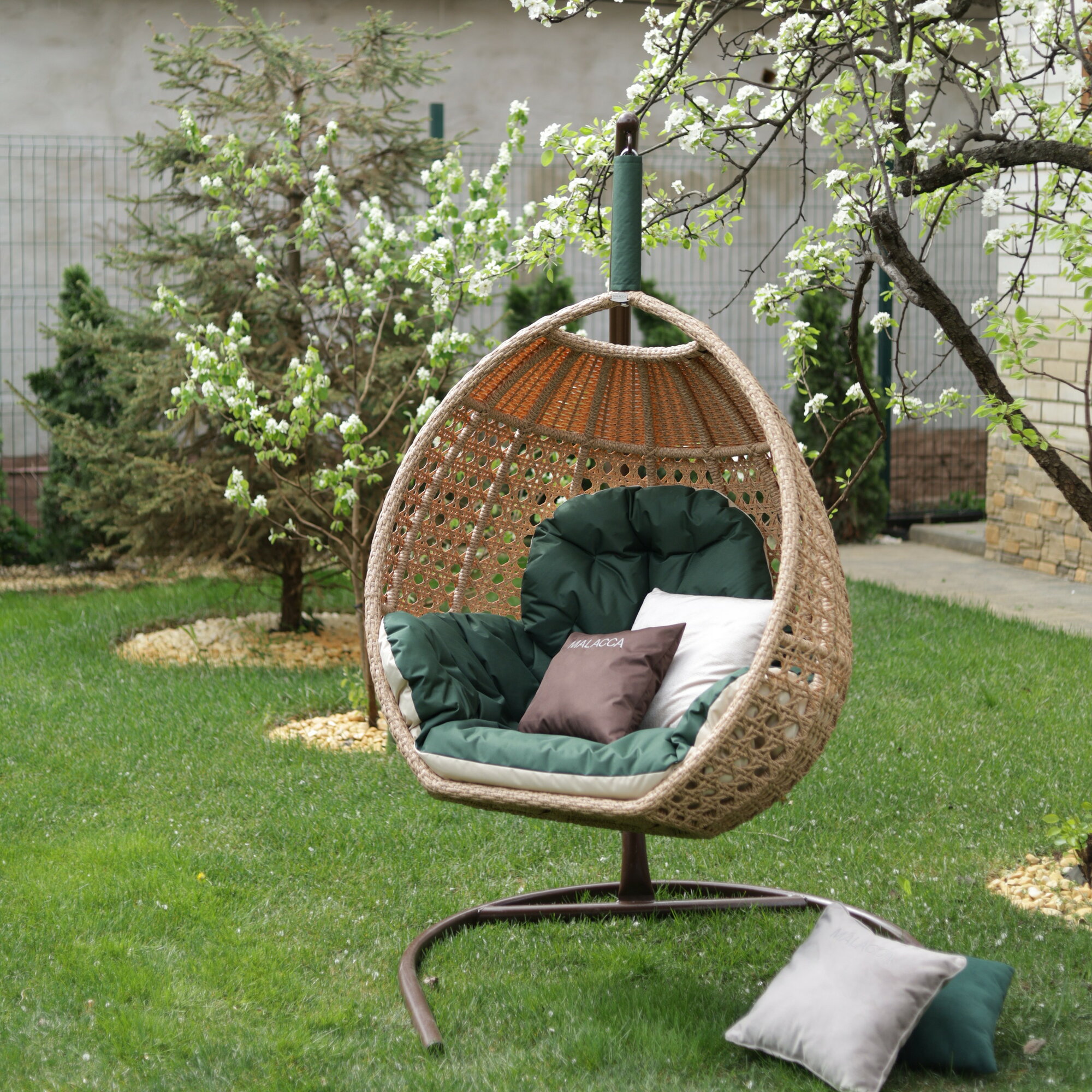 Качели-гнездо Malacca, подвесное, бежевое, ручная работа, до 150 кг