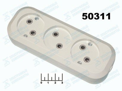 Розетка электрическая 3* на кабель без земли TDM белая (SQ1806-0010)