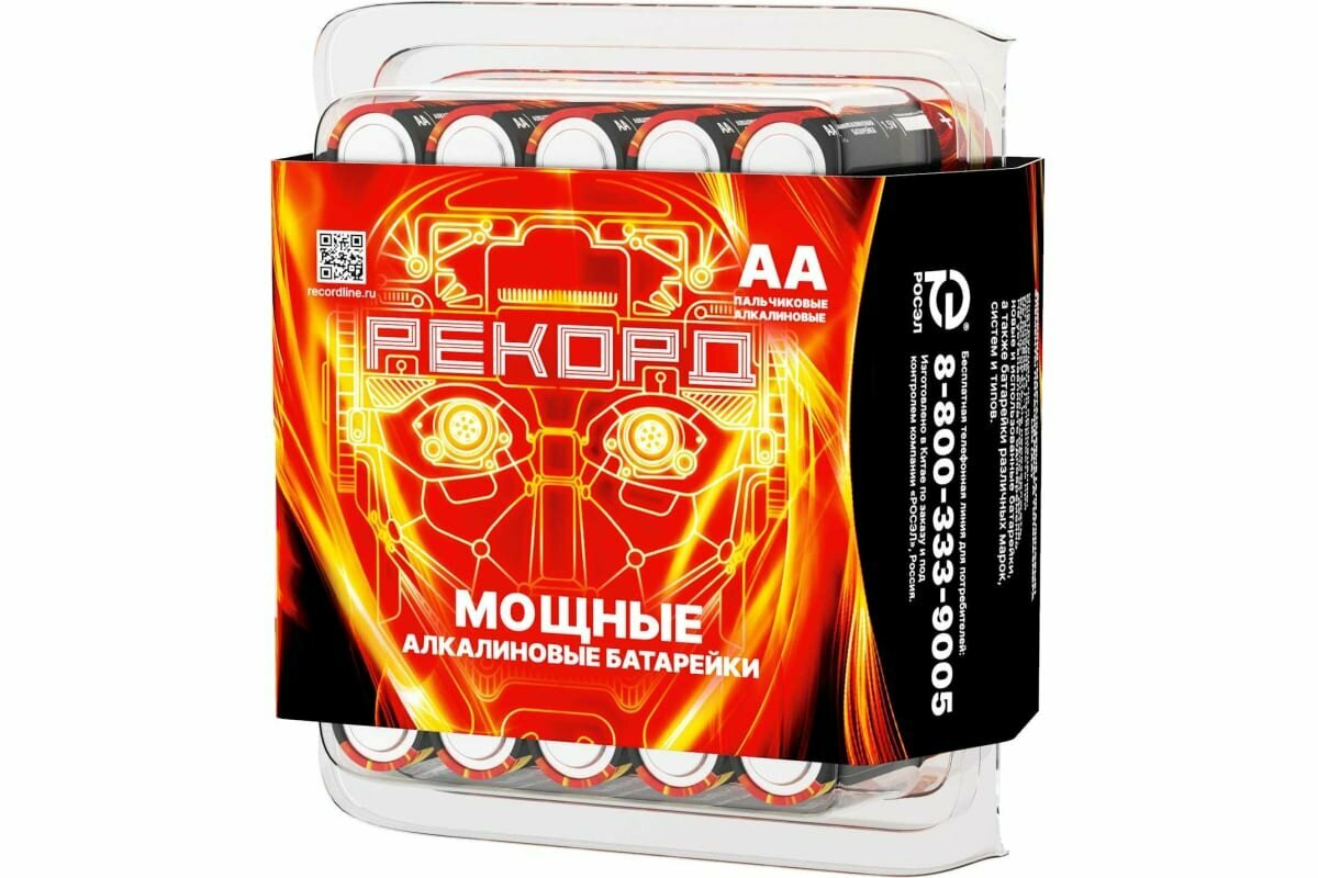 Рекорд 1748 пальчиковые батарейки АА LR6 PB30 упаковка 30 шт длительный срок службы
