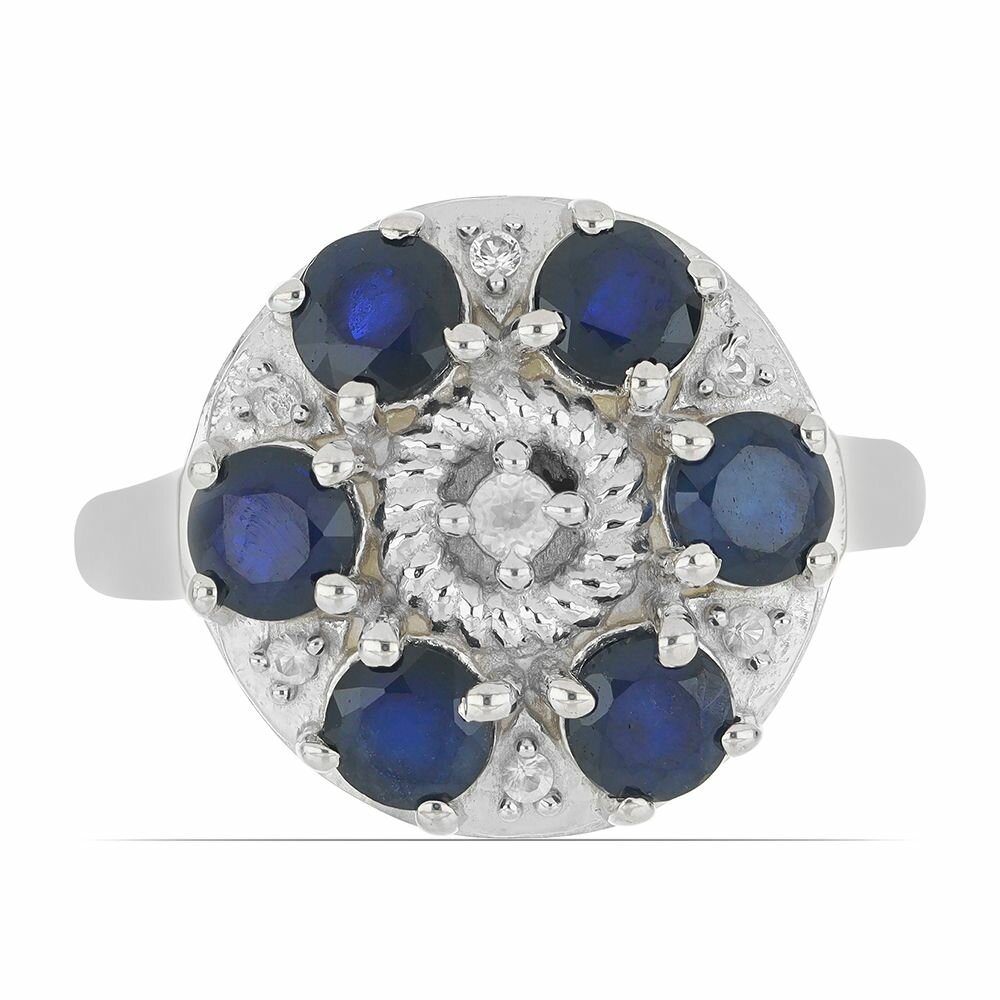 Перстень, серебро, 925 проба, родирование, топаз, сапфир