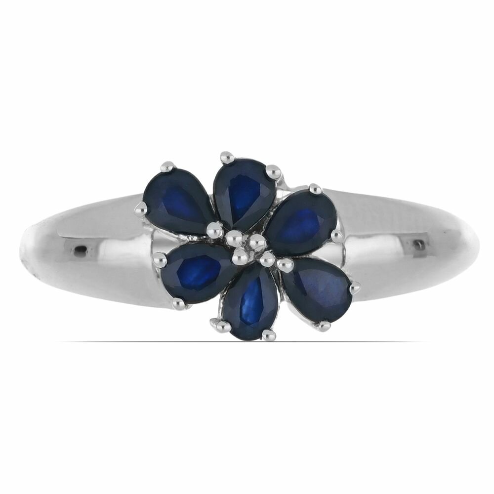 Кольцо тонкое, серебро, 925 проба, родирование, сапфир