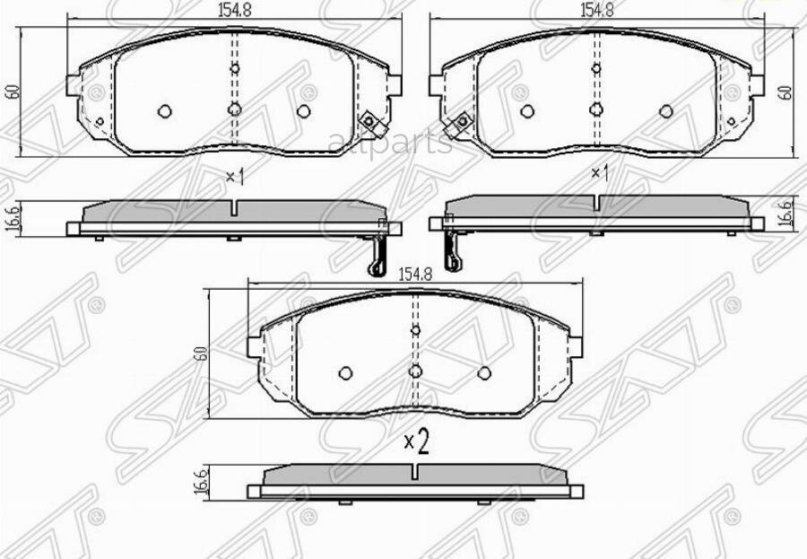 SAT ST-58101-3EE00 Колодки тормозные (Спереди) Hyundai Santa Fe 05-09 / Kia Sorento 02-13