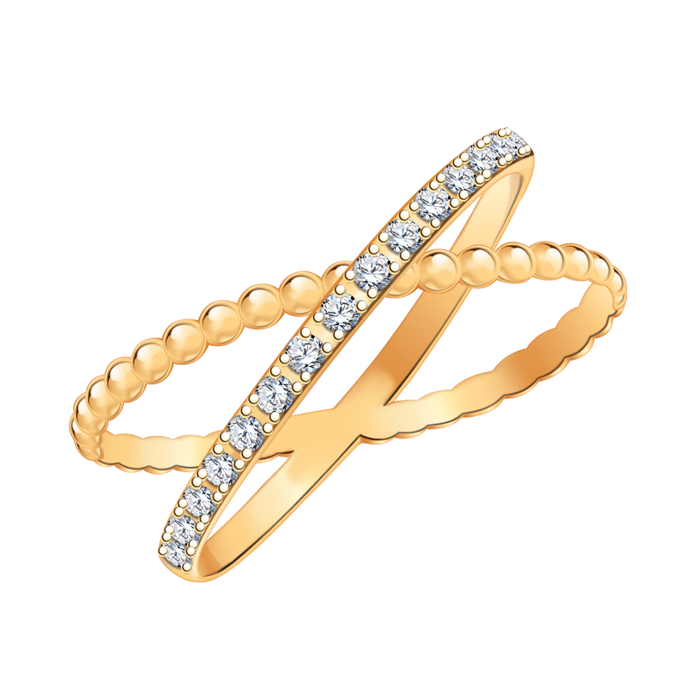 Кольцо, золото, 585 проба, фианит