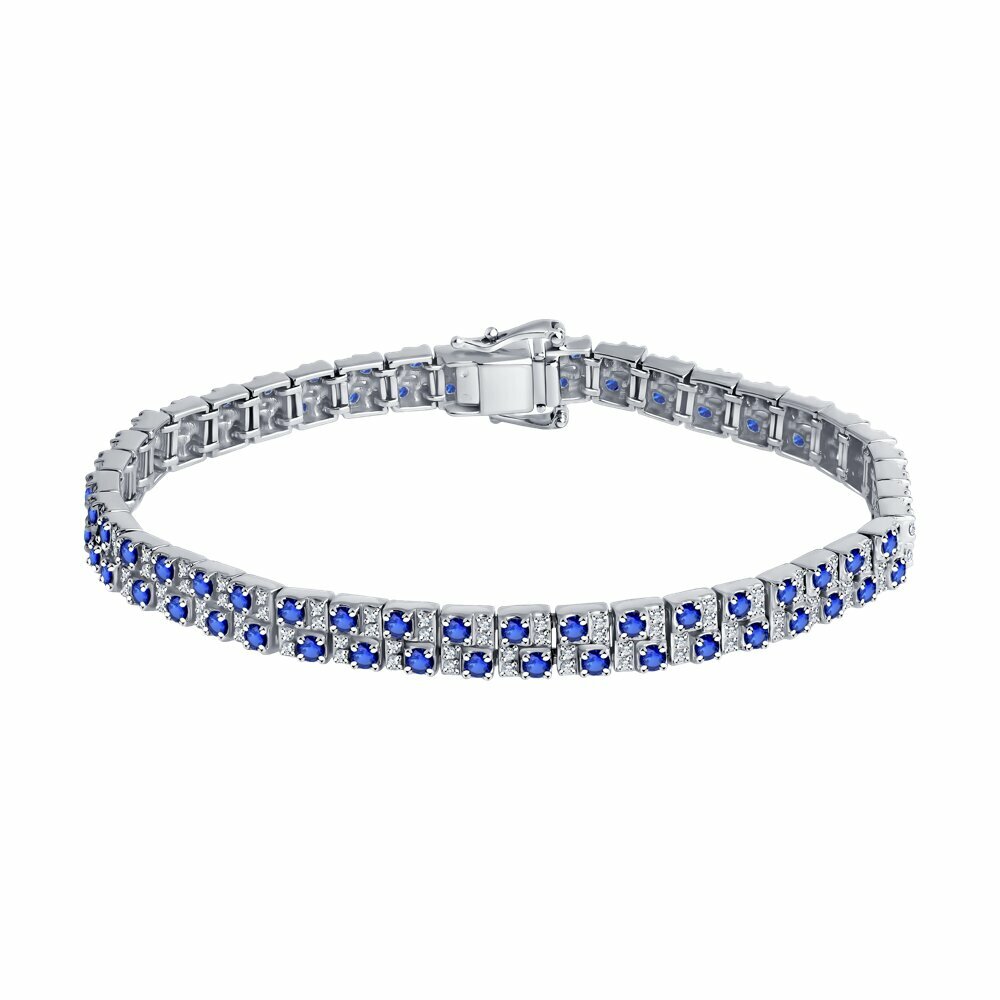 Браслет, белое золото, 585 проба, сапфир, бриллиант