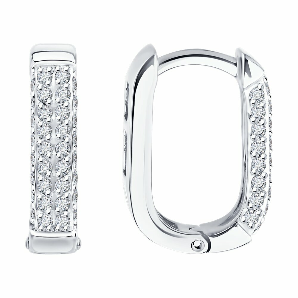 Серьги, белое золото, 585 проба, бриллиант