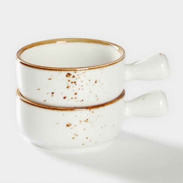 Кокотницы «Церера», набор 2 шт, d=7.5 см, 100 мл, фарфор, белые