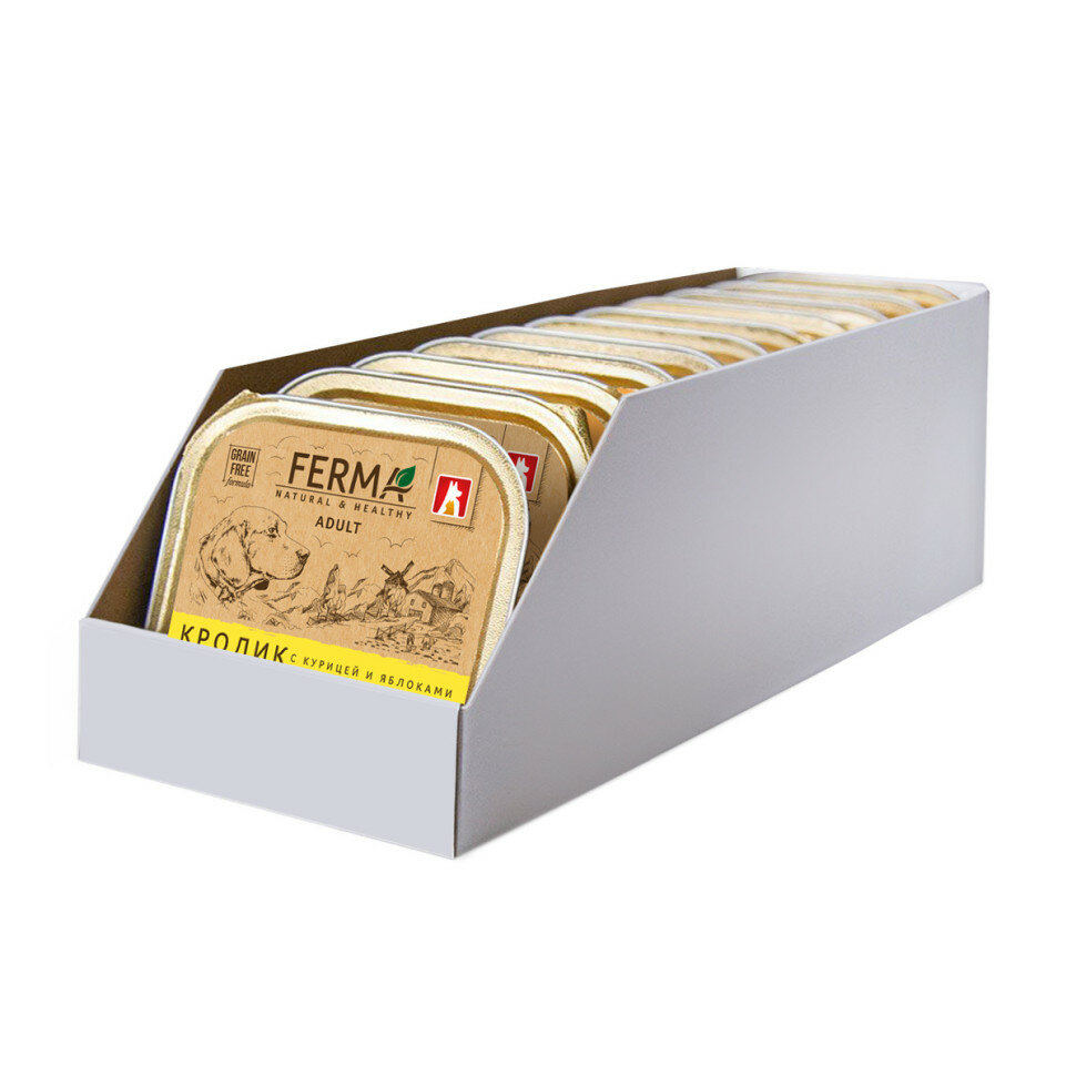 Зоогурман Ferma влажный корм для взрослых собак, с кроликом, курицей и яблоками - 150 г х 11 шт