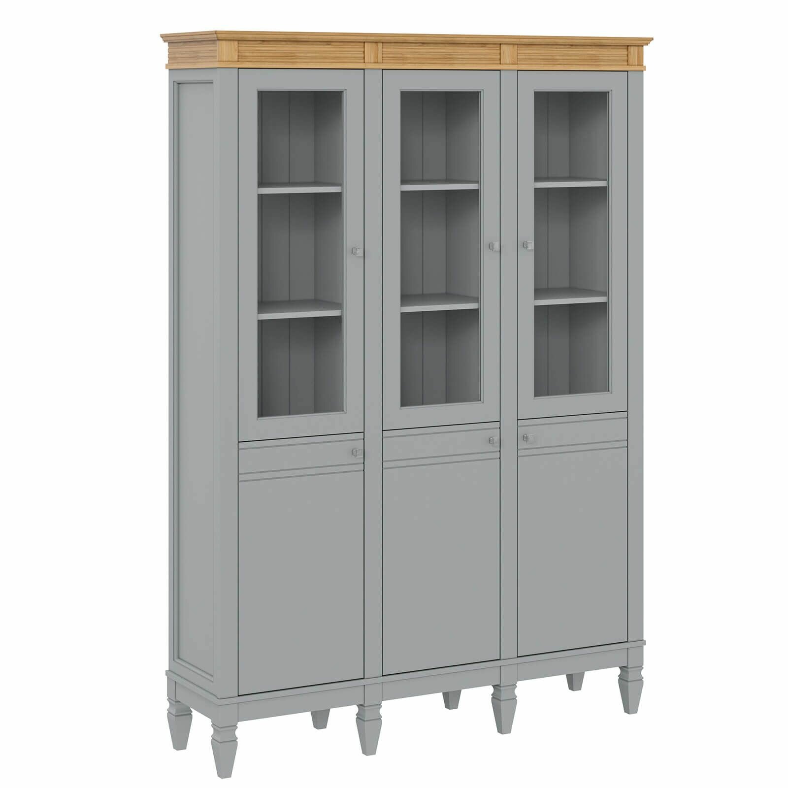 Стеллаж ММЦ Кабинет Ольса 303/300 (серый №7042+антик №24) из массива сосны